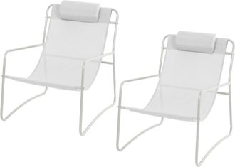 SVITA SVEIO 2er Set Outdoor Relaxsessel Gartenstuhl mit Kissen Liegestuhl Weiß