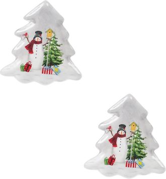 Aboofan 2 STK Weihnachtsbaumtablett weihnachtliche servierplatten Weihnachtsbaum servierplatte weihnachtsessen Weihnachts Party K&uuml;chenversorgung Teller mit we