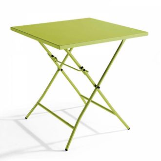 Oviala Oviala - Table de jardin pliante carr&eacute;e en acier vert - Palavas