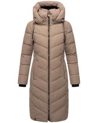 Navahoo Damen Wintermantel Warmer Langer Steppmantel mit Abnehmbarer Kapuze Sahnekatzii XIV Taupe Grey Gr. XXL