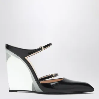 Gucci Schwarze Sabots mit transparentem Keilabsatz