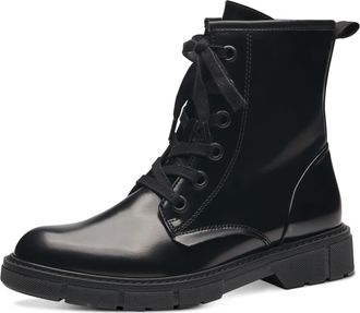 Marco Tozzi Damen Stiefeletten zum Schnüren aus Kunstleder Flach, Schwarz (Black Brush), 38