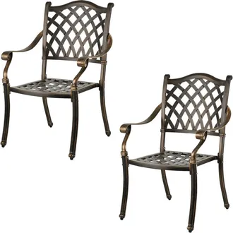 Relaxdays Relaxdays Gartenstuhl, mit Armlehnen, Metall, Gartensessel antik, HBT: 91 x 63 x 63 cm, Garten & Balkon, schwarz/bronze