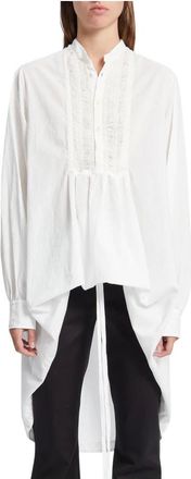 Ann Demeulemeester Femme, Blouses et Chemises, Blanc, Taille: 40 FR Ati Chemise Haute D&eacute;contraction avec Plastron &agrave; Volants