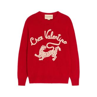 Valentino Bestickter Wollpullover - - Knitwear - Damen - Rot - S