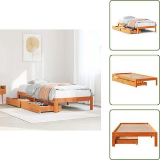 vidaXL vidaXL Massivholzbett mit Schubladen Wachsbraun 75x190 cm Kiefer