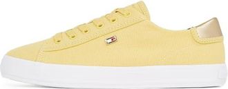 Tommy Hilfiger Baskets Vulcanisées Femme Canvas Lace Up Élégantes, Jaune (Meringue), 41