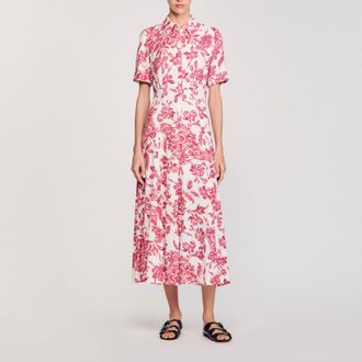 Sandro Langes Hemdkleid mit Blumenprint