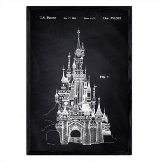 Nacnic Disney Schloss Patent Poster. Poster mit Erfindungen und alten Werkzeugen