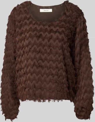 Selected Cropped Blusentop mit Fransenstruktur