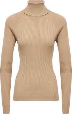 Moncler Moncler Pull &Agrave; Col Roul&eacute; En Laine M&eacute;lang&eacute;e, Femme, Beige, Taille: Xs