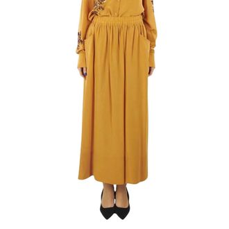 Kaos Kaos, Femme, Jupes, Jaune, Taille: 40 FR Longue jupe en viscose et soie avec poches