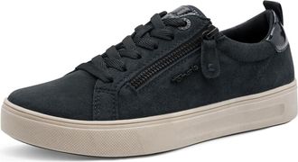 Tamaris Comfort Damen Sneaker flach mit Reißverschluss Freizeit, Blau (Navy Suede), 41 EU