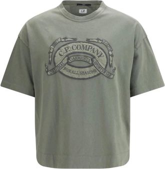 C.P. Company C.p. Company, Homme, Tops, Gris, Taille: M 20/1 Jersey Short Sleeve Boxy Logo T-Shirt