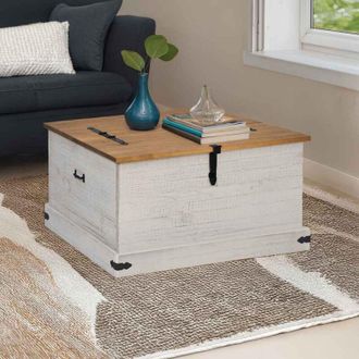 vidaXL Truhe halden Wei&szlig; 91x91x47 cm Massivholz Kiefer - Vidaxl