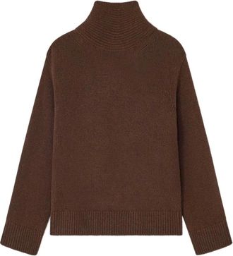Ganni Femme, Pulls, Brun, Taille: 40 FR Pull Col Roulé en Laine et Yak Mélangées