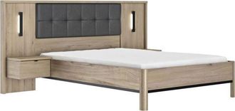 Gami Lit adulte avec chevets lambris - MAXIMIN - 140 x 190 cm - Chene Kr&ouml;nberg clair - GAMI
