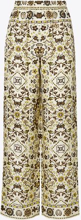 Tory Burch Damen Bedruckte Seidenhose in Wei&szlig;