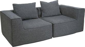 Hhg 2er-Sofa/Zubeh&ouml;r f&uuml;r Sofa HHG 397, Couch 2-Sitzer Loungesofa, modular Stoff/Textil (300g/m&sup2;) 63x194x97cm dunkelgrau