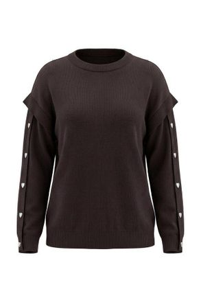 STUDIO UNTOLD Strickpullover Pullover Oversize Shape Langarm mit Heart-Kn&ouml;pfen