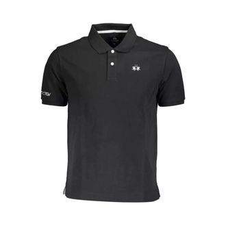 La Martina Homme, Tops, Noir, Taille: M Polo en coton avec broderie