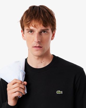 Lacoste Lang&auml;rmliges Logo T-Shirt, Schwarz