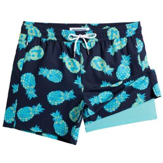 Maamgic Herren Badehose mit Kompression Badeshorts 2 in 1|14cm Innenl&auml;nge Schnelltrocknend l&auml;ssige Swim Shorts Kurz Boardshorts mit Innenhose Rei&szlig;verschlussta