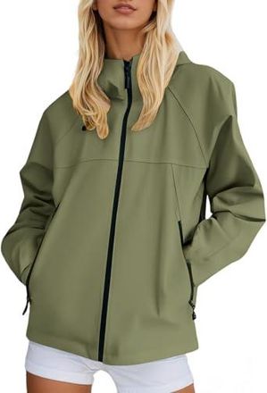 Generic Vestes coupe-vent l&eacute;g&egrave;res pour femmes, manteau de pluie respirant pour la randonn&eacute;e, le printemps, lautomne, les voyages 2026, vert militaire, 6XL