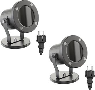 LEDs Com 2 St&uuml;ck Gartenstrahler MIBU f&uuml;r au&szlig;en, IP55, Stecker, anthrazit, 1x GU10 max. 15W