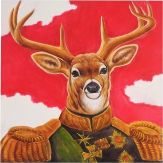 Mendler &Ouml;lgem&auml;lde Hirsch, 100% handgemaltes Wandbild Gem&auml;lde XL, 100x100cm