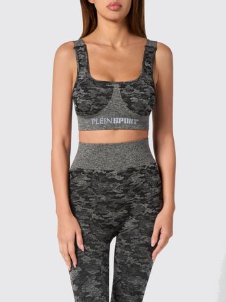 Plein Sport Top de sport court en jersey &agrave; imprim&eacute; camouflage et fines bretelles