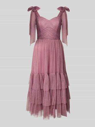 Lace & Beads Cocktailkleid im Stufen-Look mit Raffungen