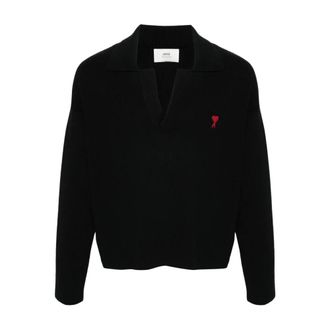 Ami Homme, Tops, Noir, Taille: XL Polo Red Heart