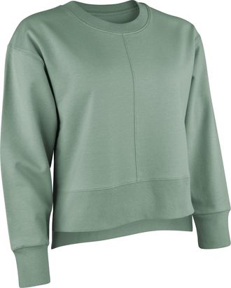 Nur Die Sweater Relax & Go Pullover Hoodie aus Baumwolle mit weichem Innenfleece Rundhals-Ausschnitt l&auml;ssiges lockere Sweatshirt Damen, eukalyptus, XL