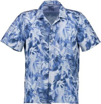 Pure Herren Kurzarmhemd blau gemustert