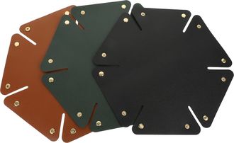 Cabilock 3 St&uuml;ck Teiliges Leder aufbewahrungstablett Dreieckiges Desktop Organizer Schl&uuml;ssel M&uuml;nzen Uhren mit Nieten Handliches Design f&uuml;r B&uuml;ro und Zuhause Sch