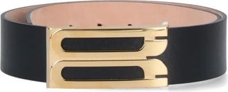 Victoria Beckham G&uuml;rtel - Adjustable Black Leather Belt - Gr. 80 - in Beige - f&uuml;r Damen