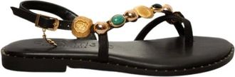 Caryatis Greek Sandals Femme, Chaussures, Noir, Taille: 36 EU Sandalo Flat pietre