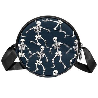 Generic Sac &agrave; bandouli&egrave;re rond rond pour femme, petit sac &agrave; bandouli&egrave;re squelette avec fermeture &eacute;clair, bretelles r&eacute;glables, d&eacute;contract&eacute; pour femmes et fille