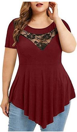 Generic Chemise décontractée surdimensionnée pour femme 2025 - Grande taille - Décontractée - Basique - Tenue dentraînement chaude, bordeaux, XXL