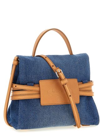Moschino Womens Denim & Leather Handbag Blue Cotton Calf