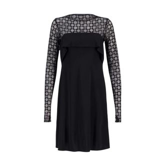 Givenchy Schwarzes Drapiertes Jersey- und Monogramm-T&uuml;ll-Minikleid - - Dresses - Damen - Schwarzk - S