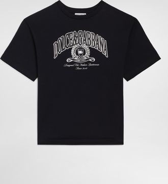 Dolce & Gabbana T-shirt Aus Jersey Mit Logo - Mann Collection Blau 10 Years