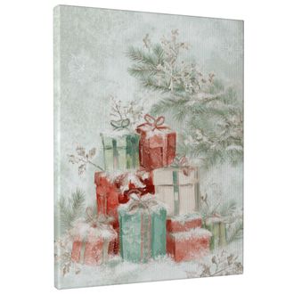 Generic Kunstdruck auf Leinwand, Motiv Winterferien, Rot, Gr&uuml;n, Wei&szlig;, Geschenk-Kunstwerk, festliche saisonale Dekoration f&uuml;r Wohnzimmer, Schlafzimmer, B&uuml;ro, v