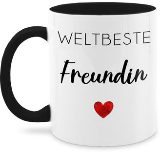 Shirtracer Tasse Tassen 325ml - Weltbeste Freundin | Geschenkidee f&uuml;r die beste Freundin der Welt - 325 ml - Schwarz - ever geschenke freundschaft freundinnen fr