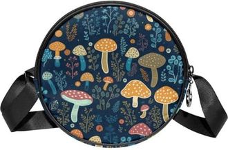 Generic Sac &agrave; bandouli&egrave;re rond rond pour femme, petit sac &agrave; bandouli&egrave;re champignon avec fermeture &eacute;clair, bretelles r&eacute;glables, d&eacute;contract&eacute; pour femmes et fill