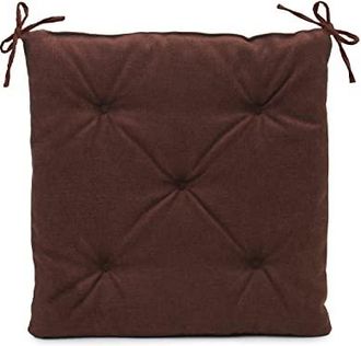 Gözze Sitzkissen mit Befestigungsbändern, Stuhlkissen, Gesteppt, Darco, 40 x 40 x 4 cm - Schoko
