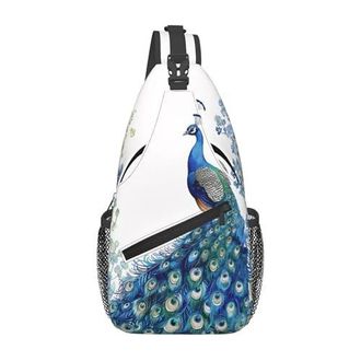 Generic Sacoche Tactique Paon Fleur Plume Boh&egrave;me L&eacute;ger Sacs &agrave; Bandouli&egrave;re Multifonction Sac &agrave; Poitrine pour Cyclisme Femme &eacute;cole