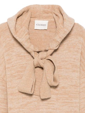 Closed Hooded Knit Sweatshirt - Beige