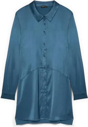 Fiorella Rubino Femme, Blouses et Chemises, Bleu, Taille: 52 FR Chemise en satin stretch